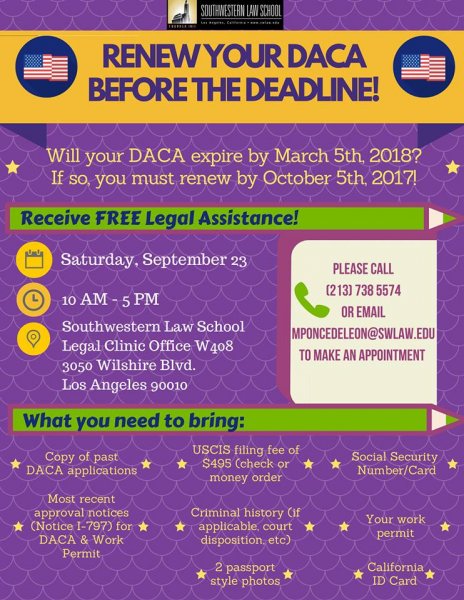 Southwestern Hosting Free DACA Renewal Legal Assistance Clinic on 9/23 ...